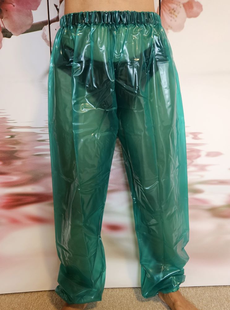 PVC sweatpants rain pants red crystal clear - in stock – Plastikwäsche ...