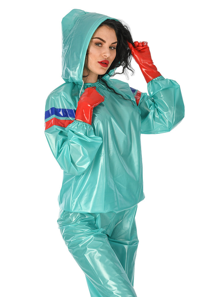 Combinaison de sudation en PVC 2 pièces avec cagoule vert perle - en s ...